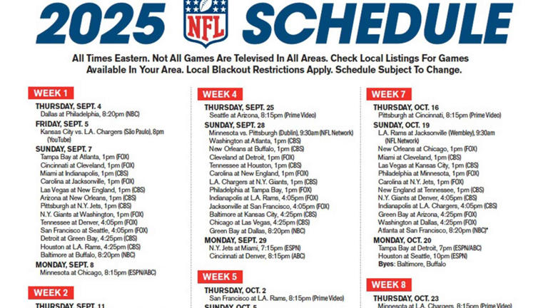 Get Your Free Printable NFL 2025 TV Schedule!