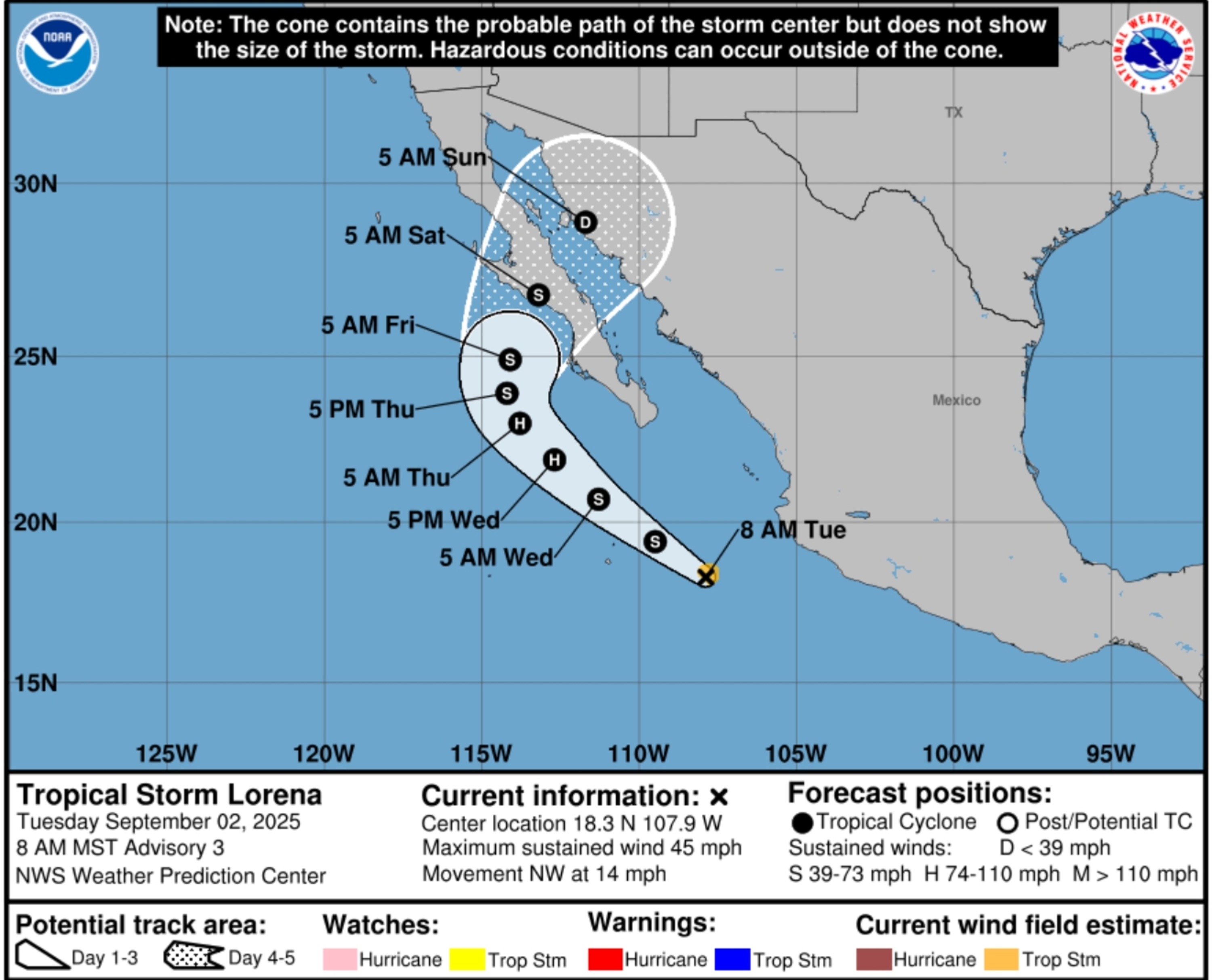 Map shows where Tropical Storm Lorena impacts could hit US
