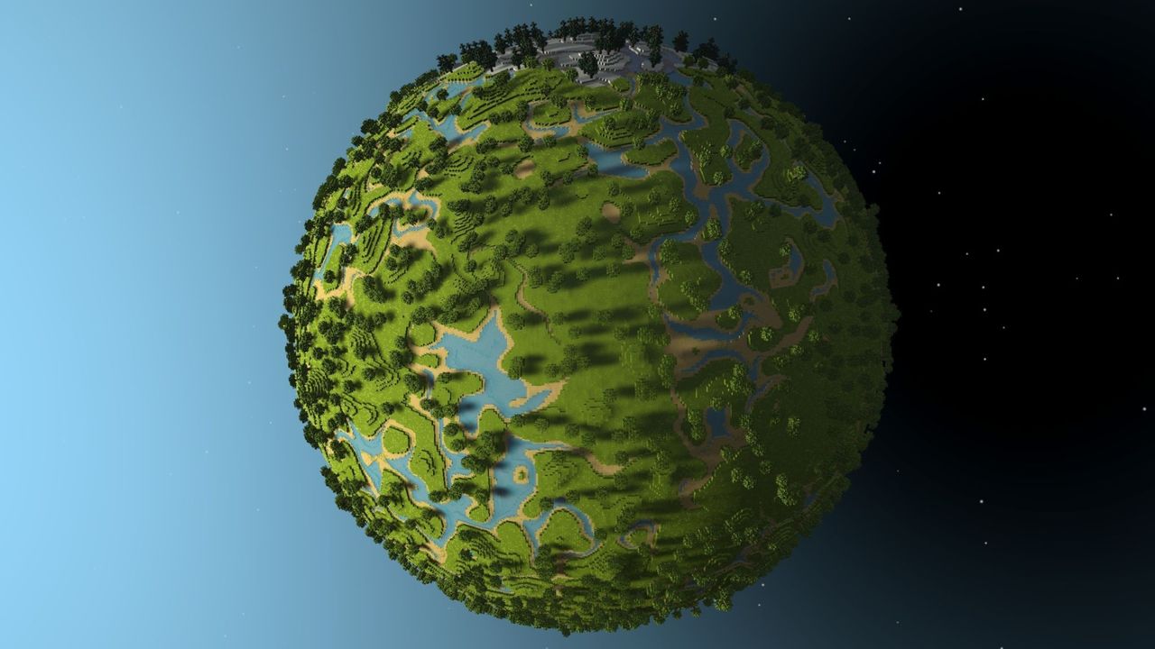 Planetary Minecraft-inspired demo uses a spherical planet — game has the same blocky mechanics ...