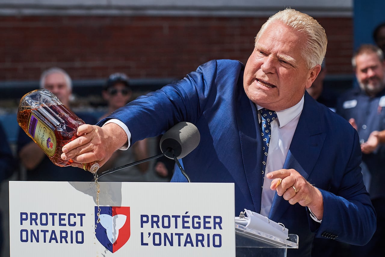 Doug Ford pours Crown Royal on ground, vows to 'hurt' Diageo for plant ...
