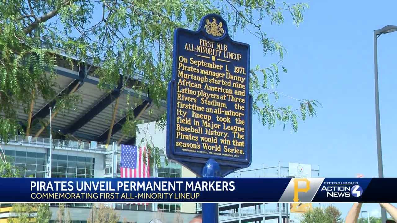 Pirates players honored with plaque for being first all-minority lineup ...
