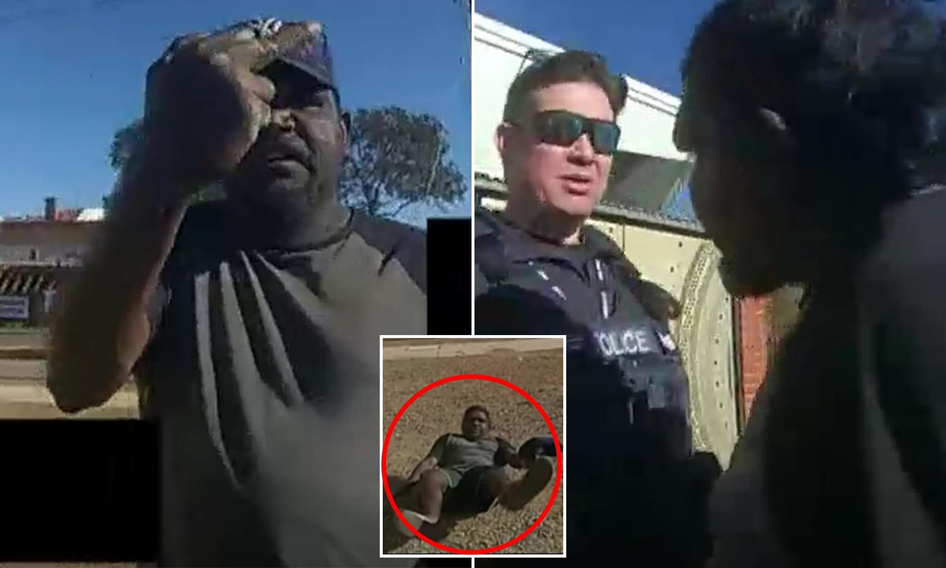 Shock moment Aboriginal man is tasered and shoved to the ground after ...