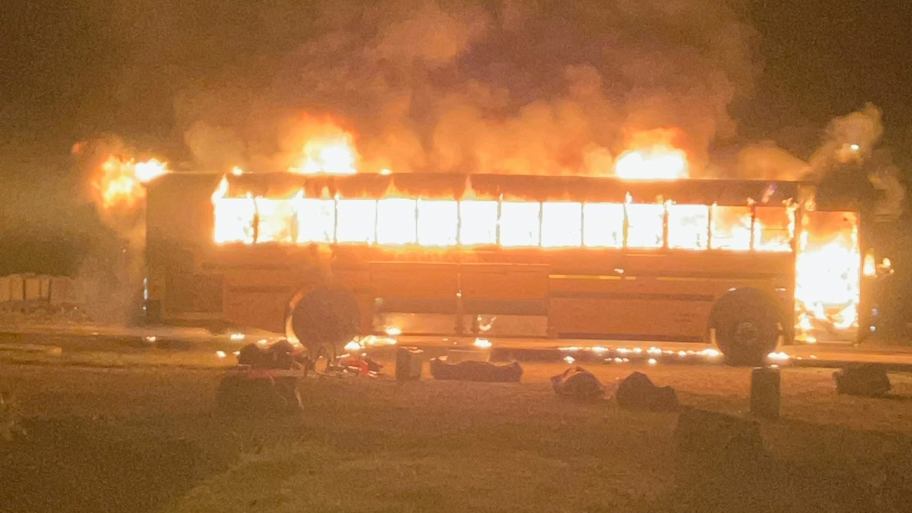 Pana High School varsity football team bus catches on fire