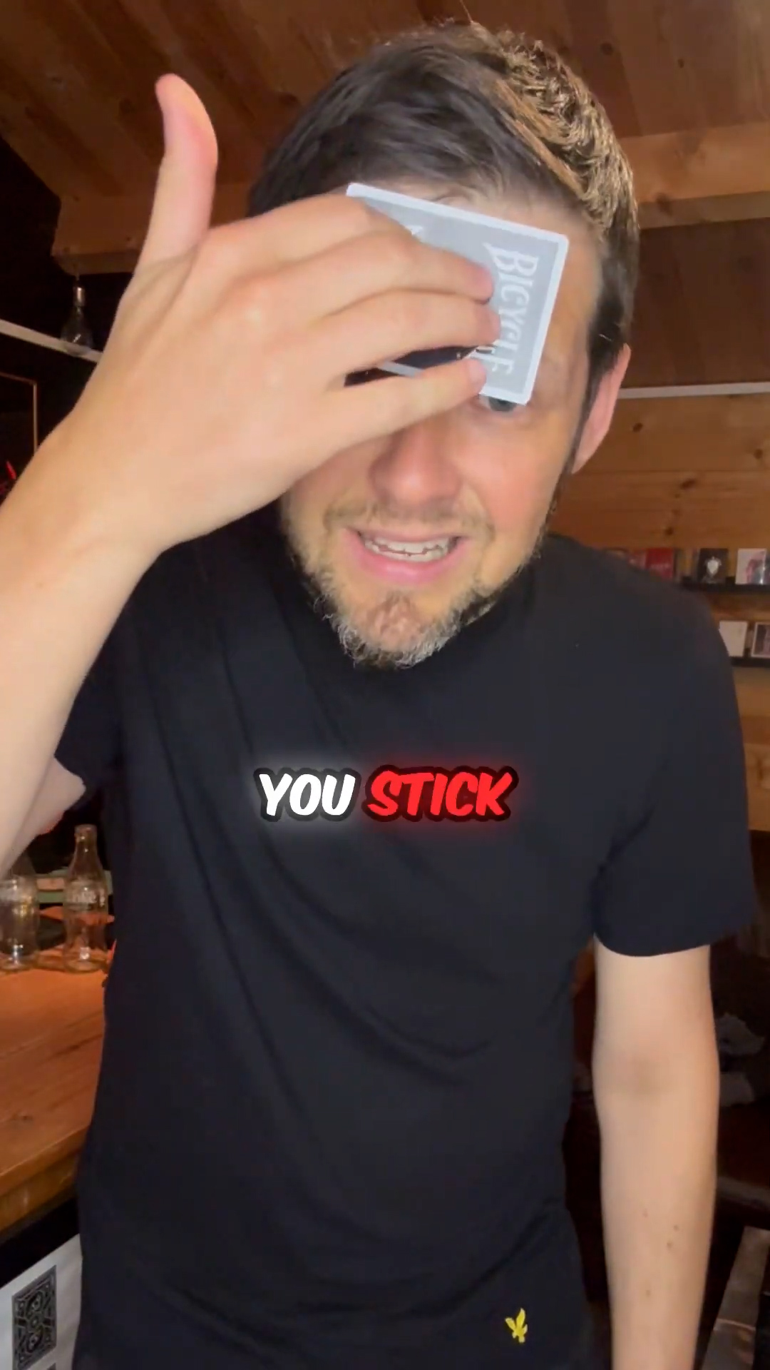 Card Sticks to Forehead and Transforms