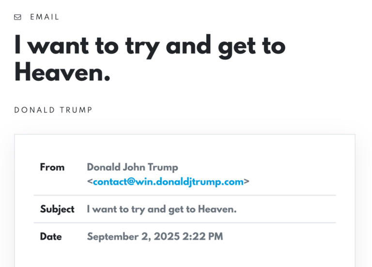 Trump Asks for $15 Donation in Eternal Destination Email