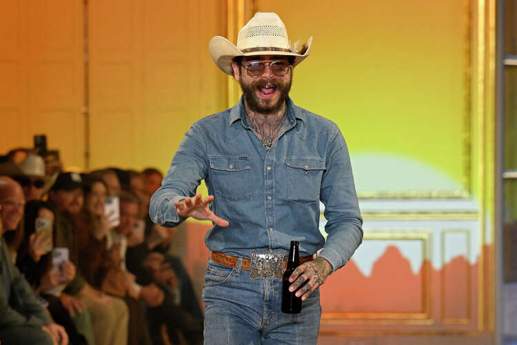 Post Malone debuts his new Texas-inspired fashion label, brings out horse