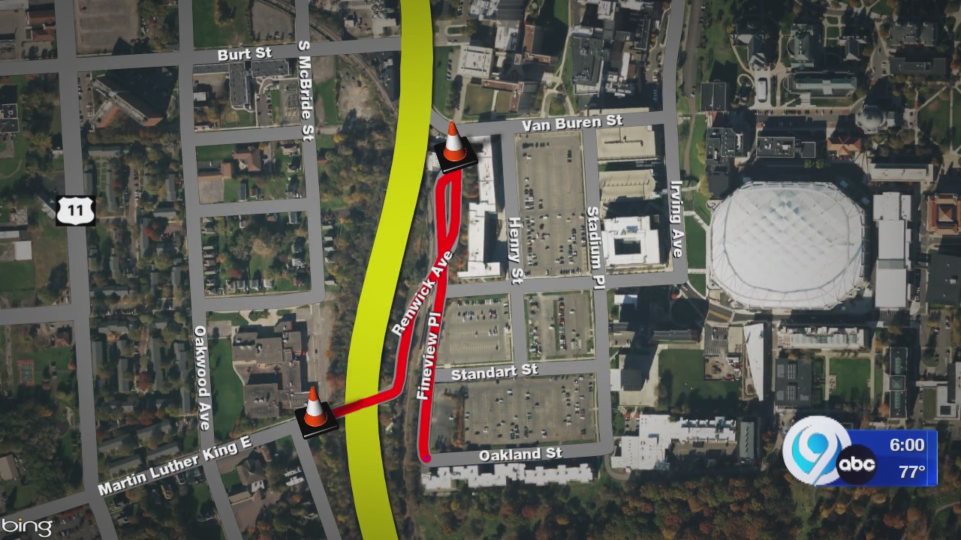 Permanent road closures by Dome due to I-81 construction