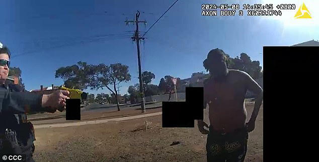 Shock moment Aboriginal man is tasered and shoved to the ground after ...