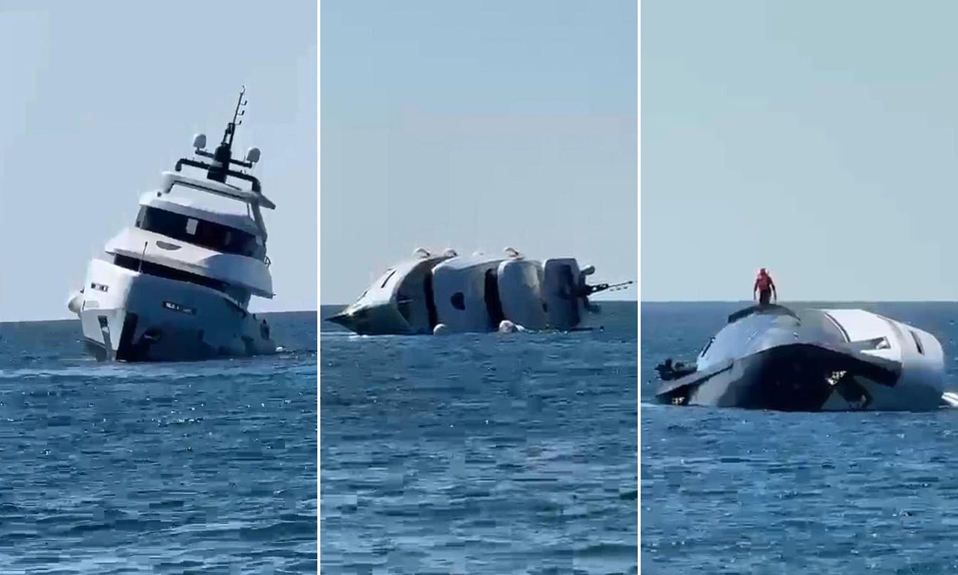 Moment luxury yacht sinks, just minutes after it is launched - as owner ...