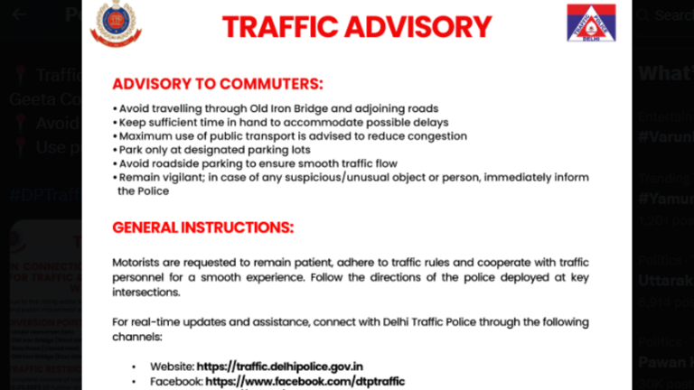 Delhi traffic advisory: Old Iron Bridge closed amid Yamuna flood threat ...