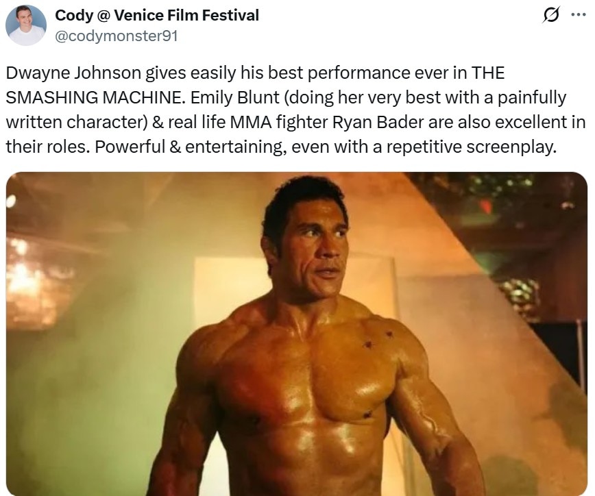 The Smashing Machine first review: Dwayne Johnson's best performance ...