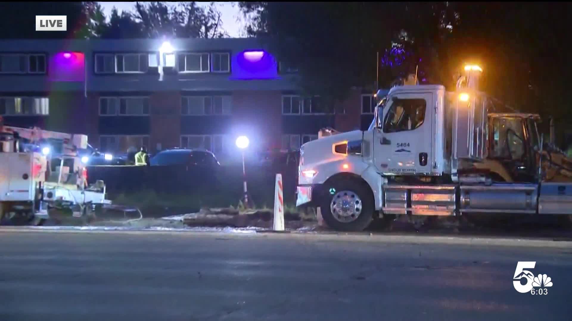 Car Hits Fire Hydrant, Creates Sinkhole on North Academy Boulevard