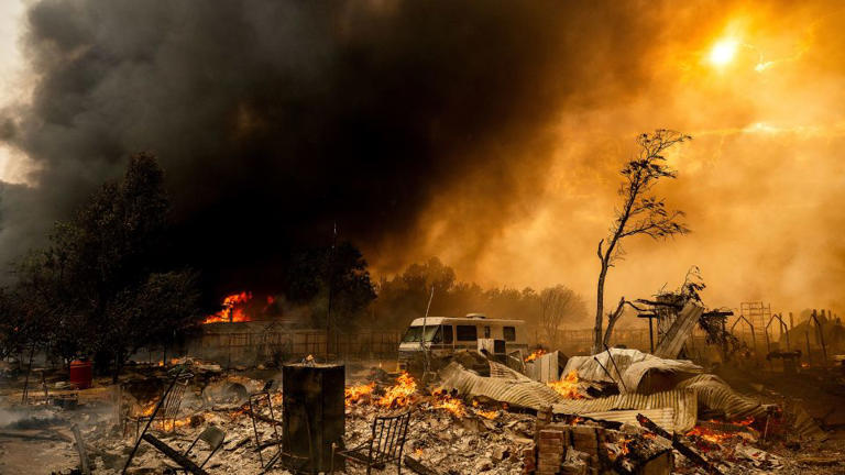 Historic California gold mining town overrun by fast-moving wildfire