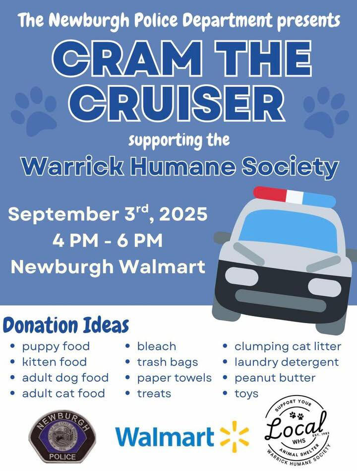 Newburgh Police collecting donations to support Warrick Humane Society