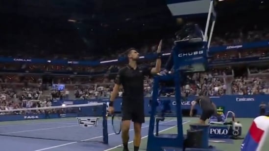 Novak Djokovic's flying-kiss taunt explained as umpire shuts him down ...