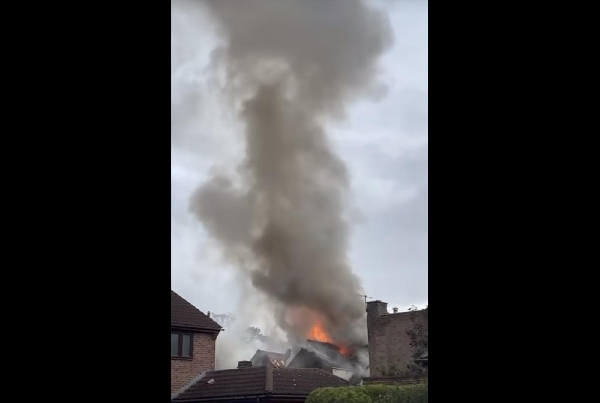 Dramatic footage shows Chesterfield’s Brampton Manor engulfed in flames ...