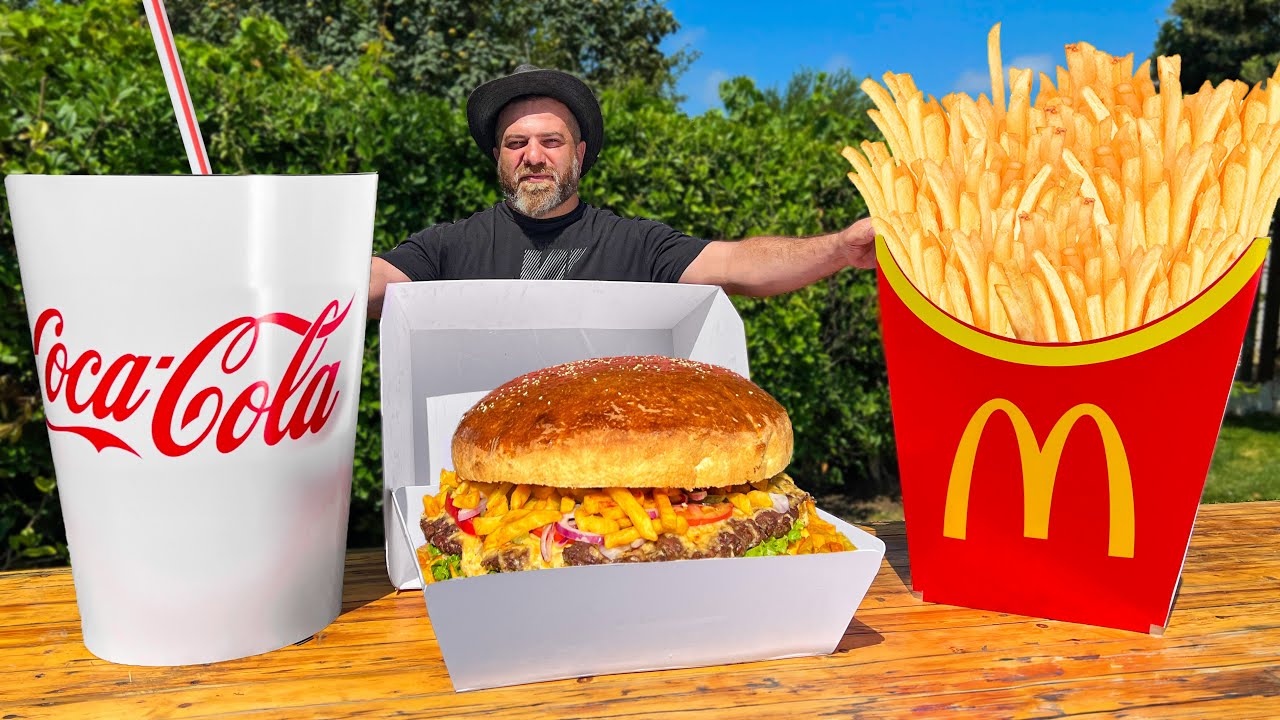 Giant Big Mac Combo Cooked from Scratch