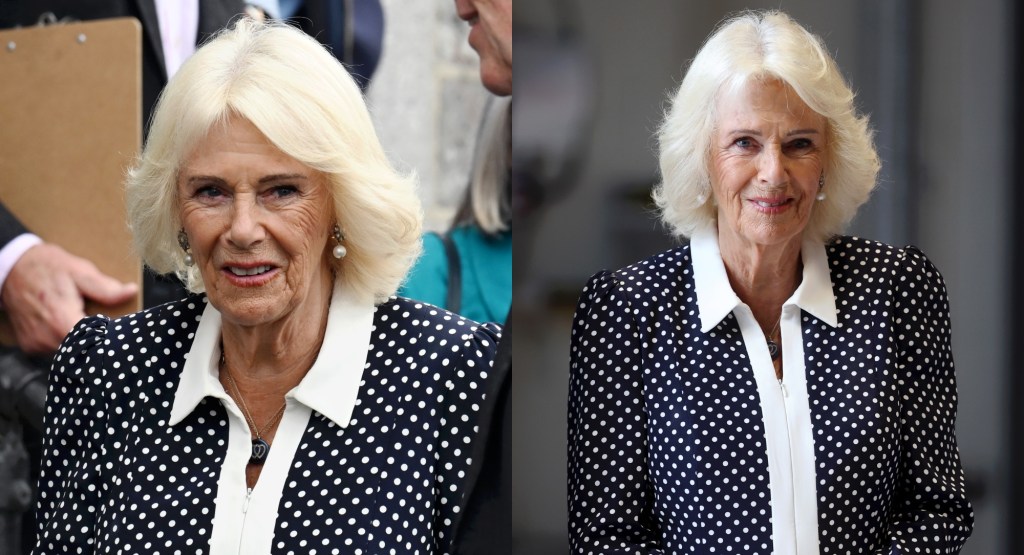 Queen Camilla Joins the Polka Dot Trend in Fiona Clare Dress for Busy ...