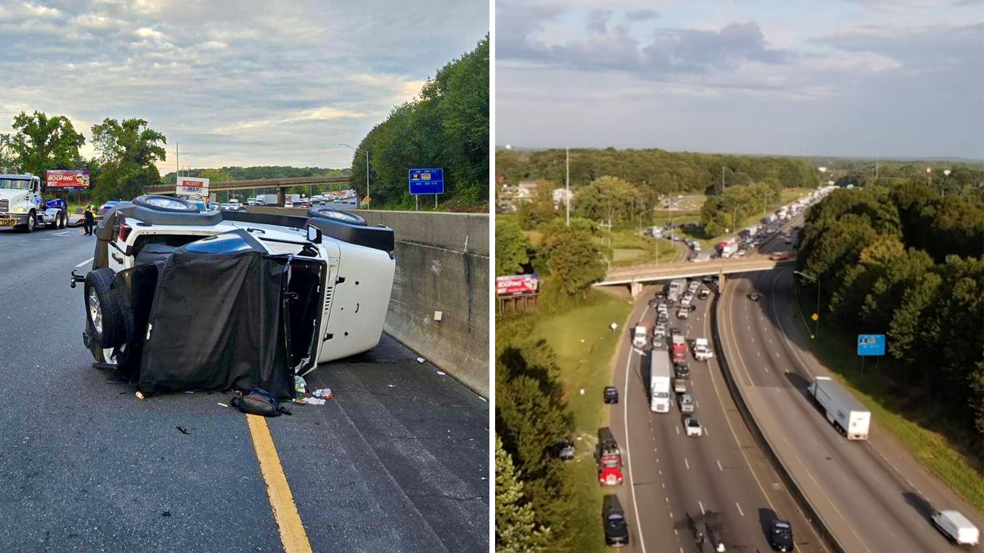 I-85 crash overturns car, closes multiple lanes in Gaston County