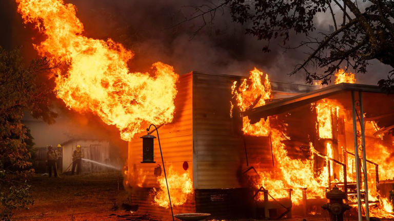 Historic California gold mining town overrun by fast-moving wildfire
