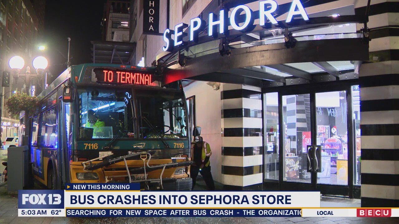 Bus crashes into Seattle Sephora store