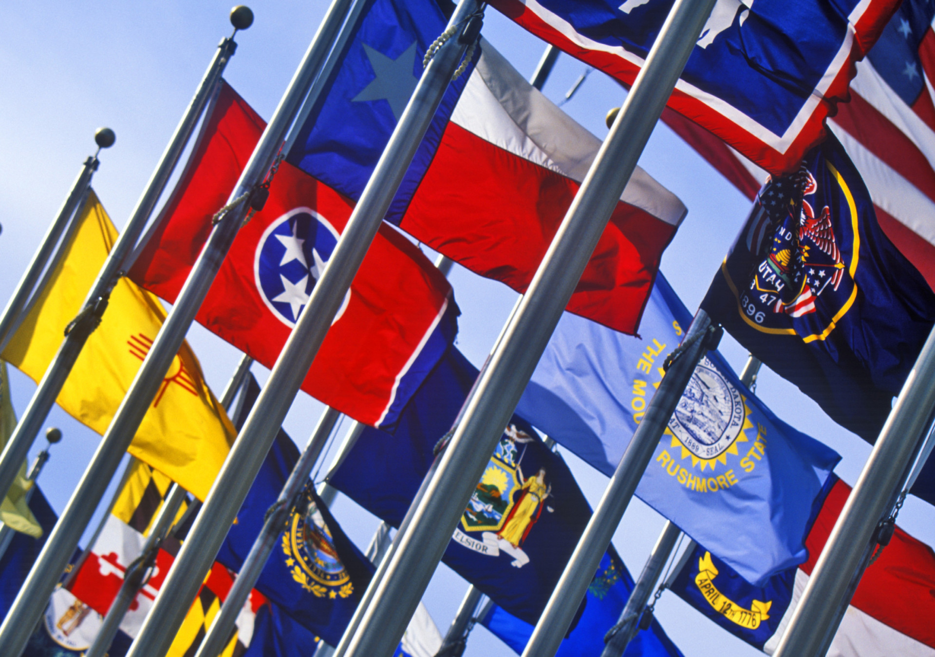 What do the 50 state flags of the US represent?