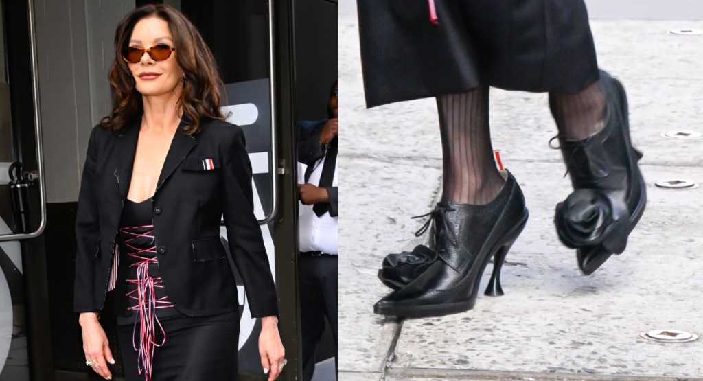 Catherine Zeta-Jones Laces Up Whimsical Thom Browne Heels to Promote ...