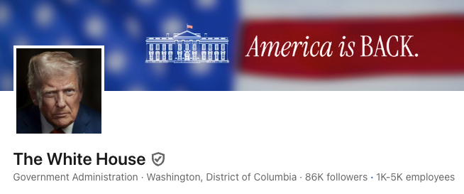Trump White House changes LinkedIn profile picture to his face