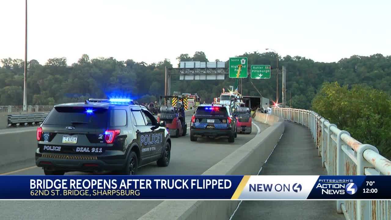 Truck rolls over on the 62nd Street Bridge in Allegheny County