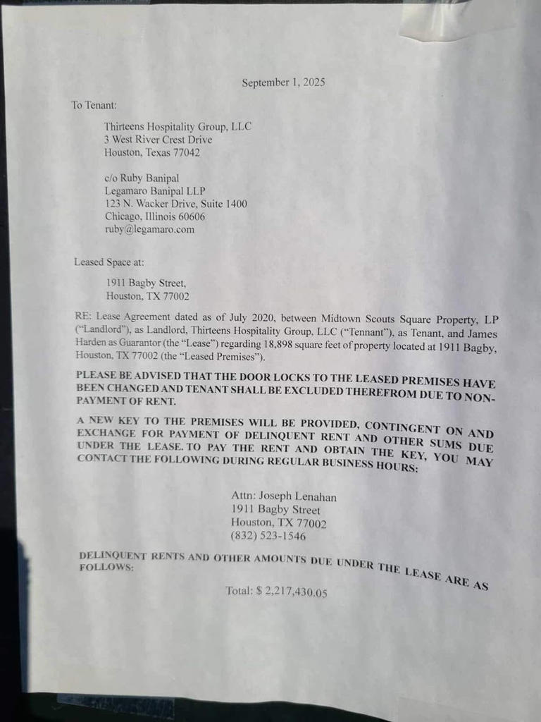 James Harden's Houston restaurant locked out over $2.2 million in ...