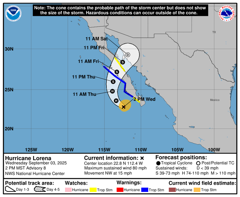 Hurricane Lorena could bring rain to US Southwest: See path tracker