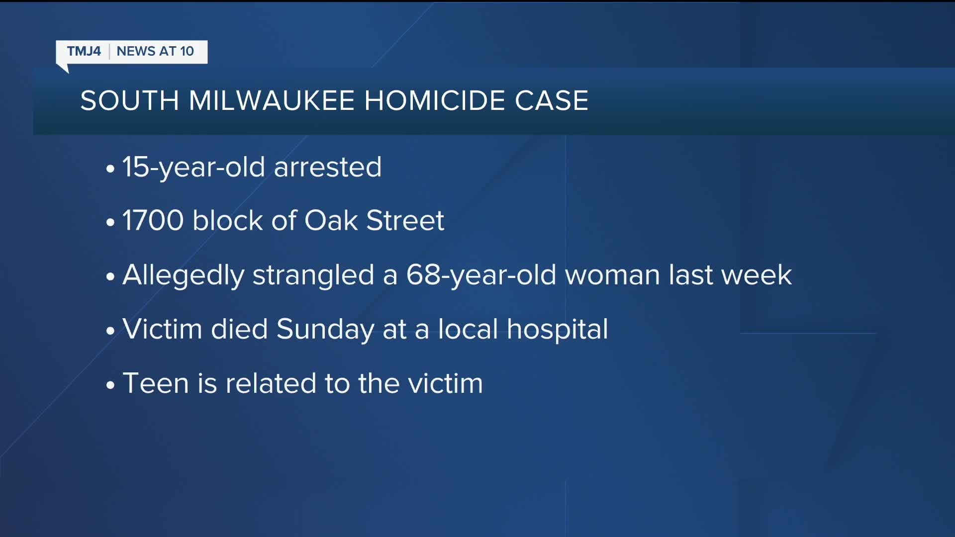 15-year-old arrested in South Milwaukee homicide case