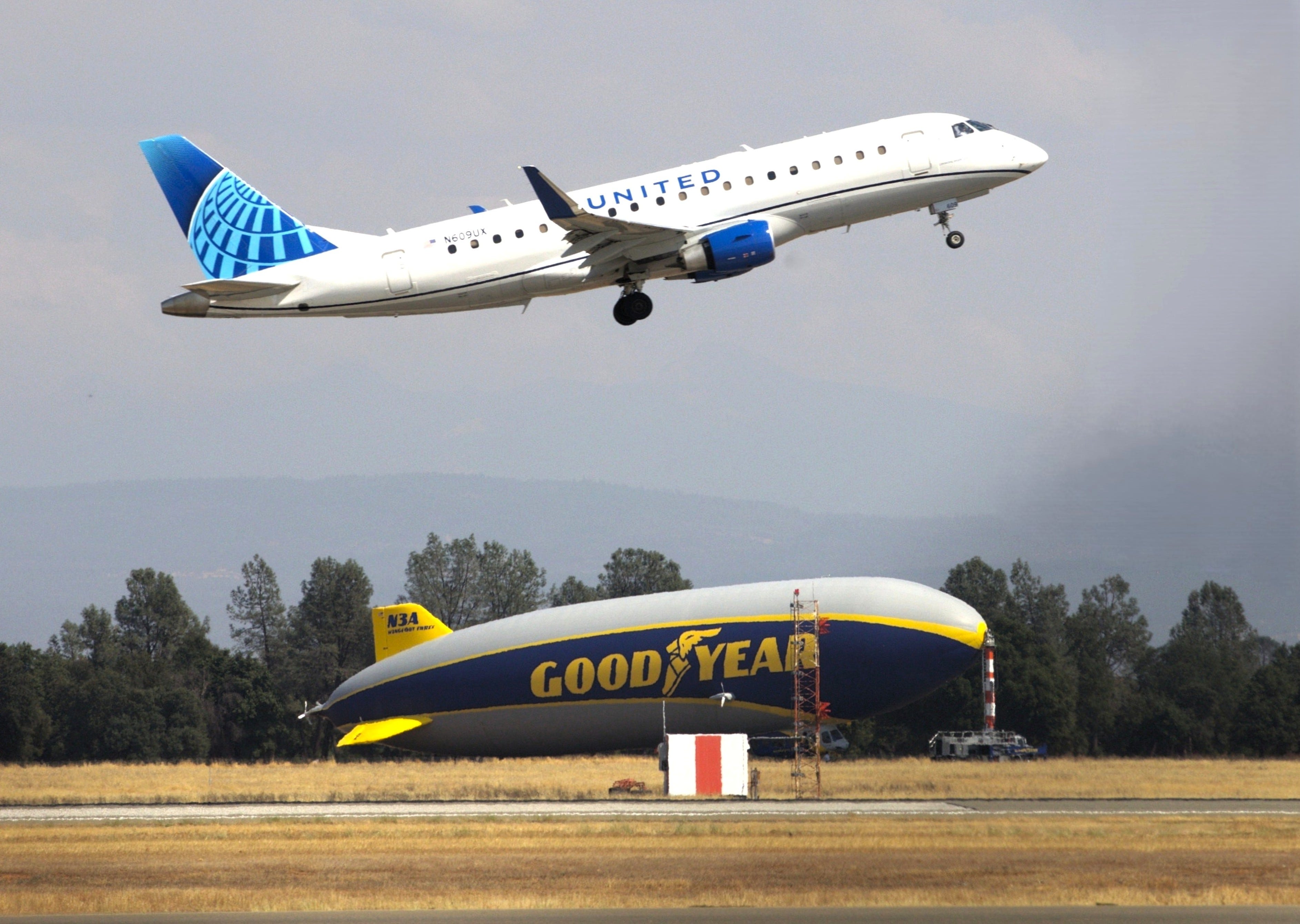 Iconic Goodyear Blimp lands in Redding on way to Oregon. Weather forced ...