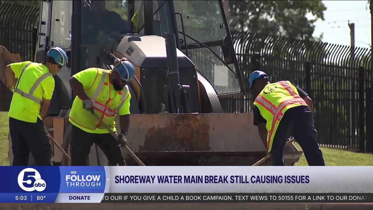 Water main break on Cleveland Memorial Shoreway causes traffic troubles