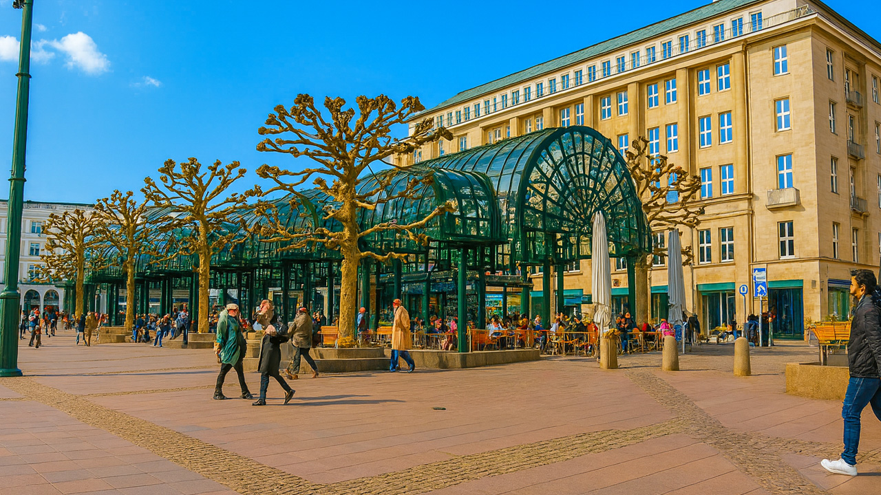 Hamburg Walking Tour – Spring Walk in the Streets of Germany 4K