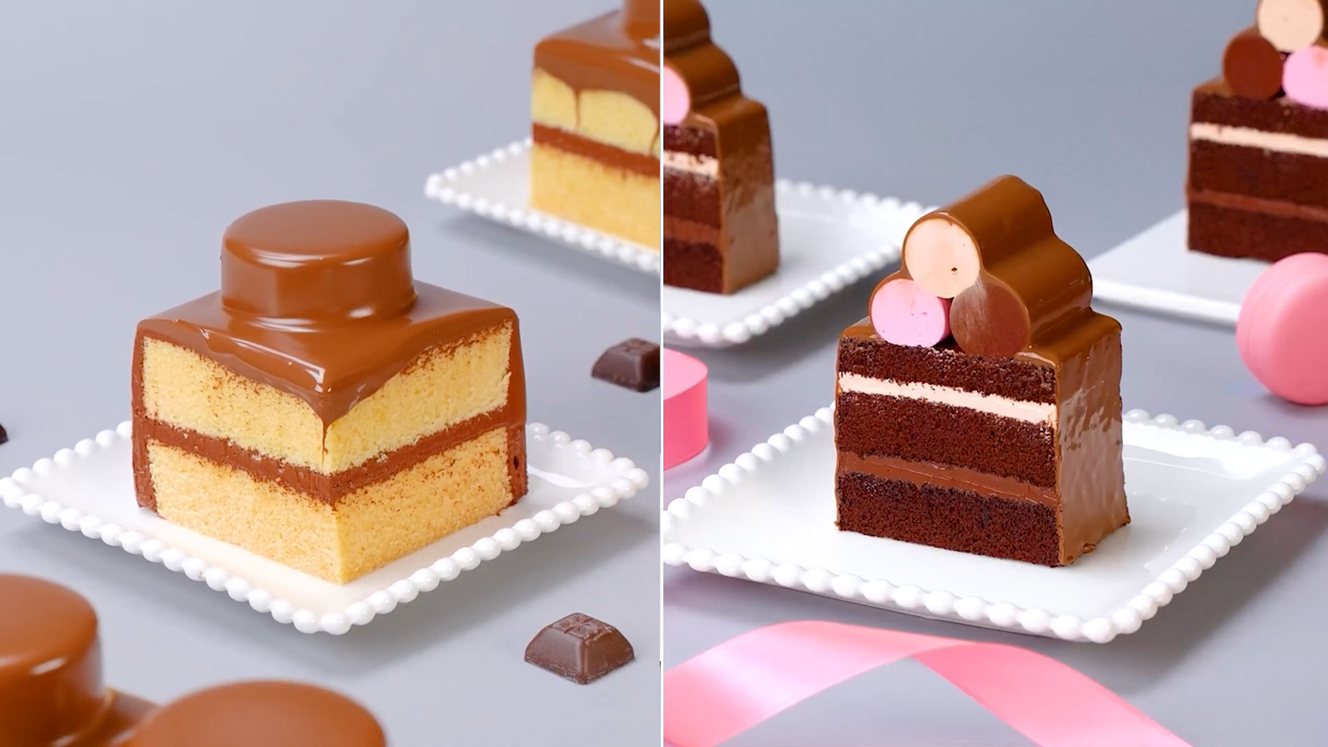 Chocolate Cake and Vanilla Cake with Glaze – Dessert Videos