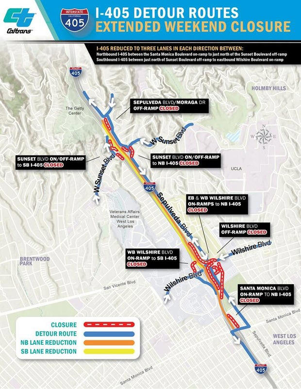 Repaving project partially closing 405 Freeway in the Sepulveda Pass