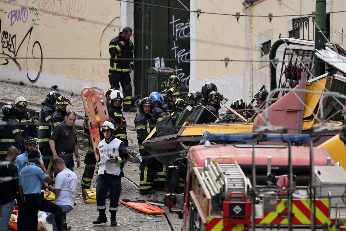 Watch: Lisbon emergency crews work at funicular railway crash site