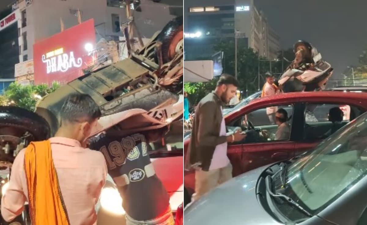 Watch: Gurugram Man Lifts Scooter Over Head To Beat Traffic Jam