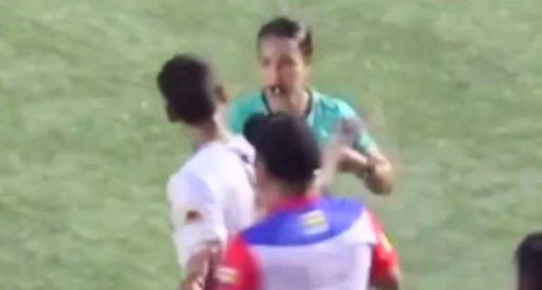 Footballer slaps female referee after being sent off