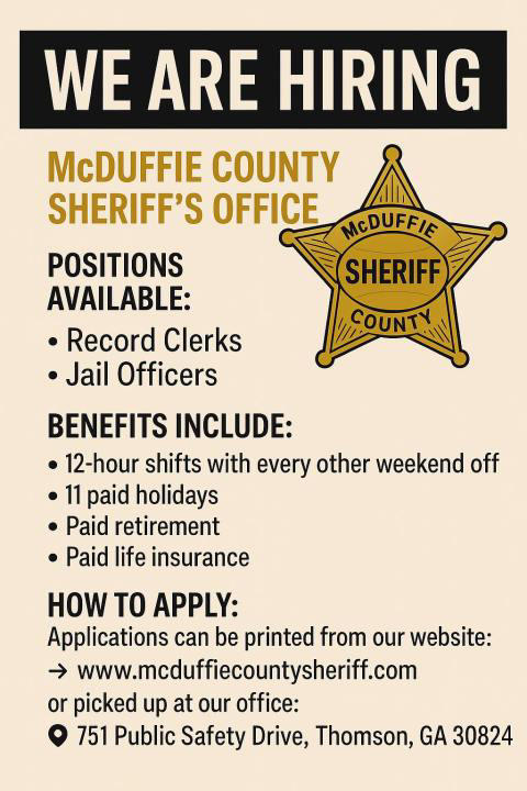 Several local law enforcement agencies are hiring