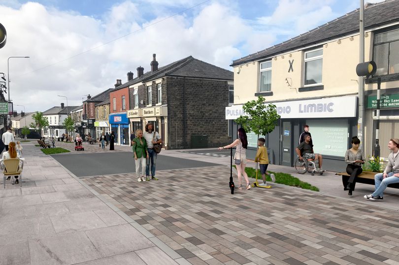 Town centre though road could be closed to traffic or made one way to ...