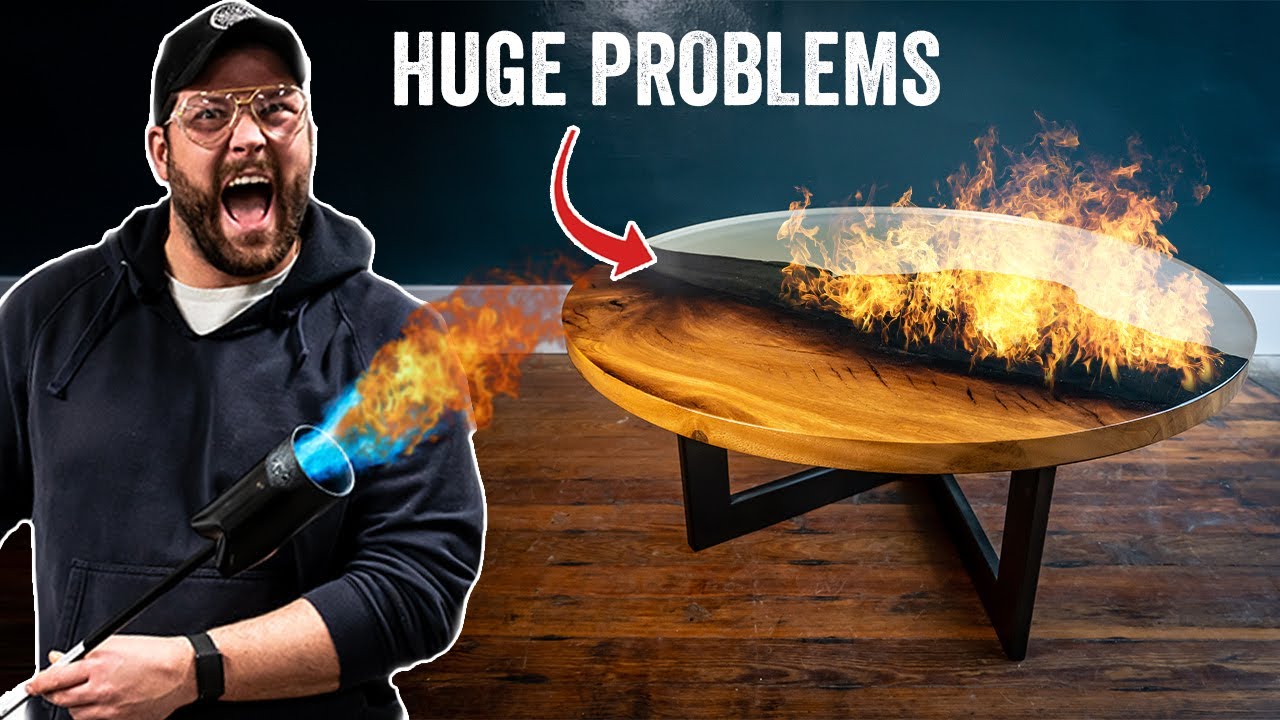 Man Builds EPIC FIRE & EPOXY Table Build with a $4,000 Slab