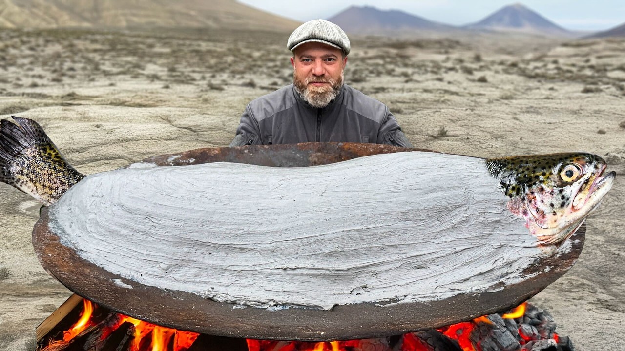Fish sealed in mud volcano clay and baked in fire