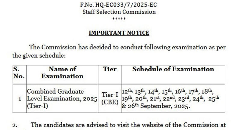 SSC CGL 2025 Tier-1 Dates Announced, City Slips Released; Check What’s ...