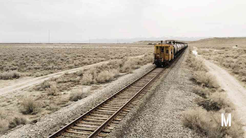 Deserted train in the desert