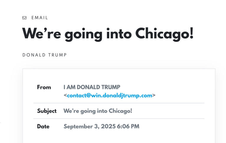 Trump Fundraising Email Announces Chicago National Guard Deployment