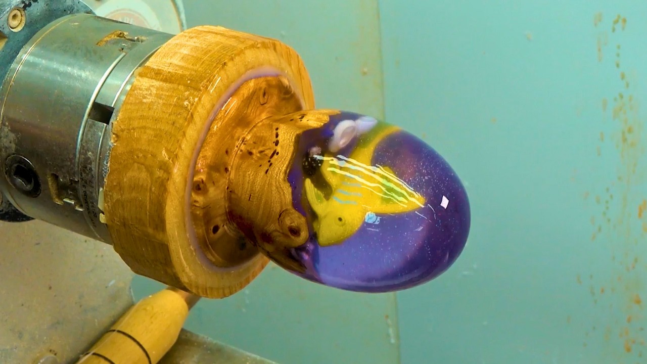 I made a blue ocean dragon egg out of wood