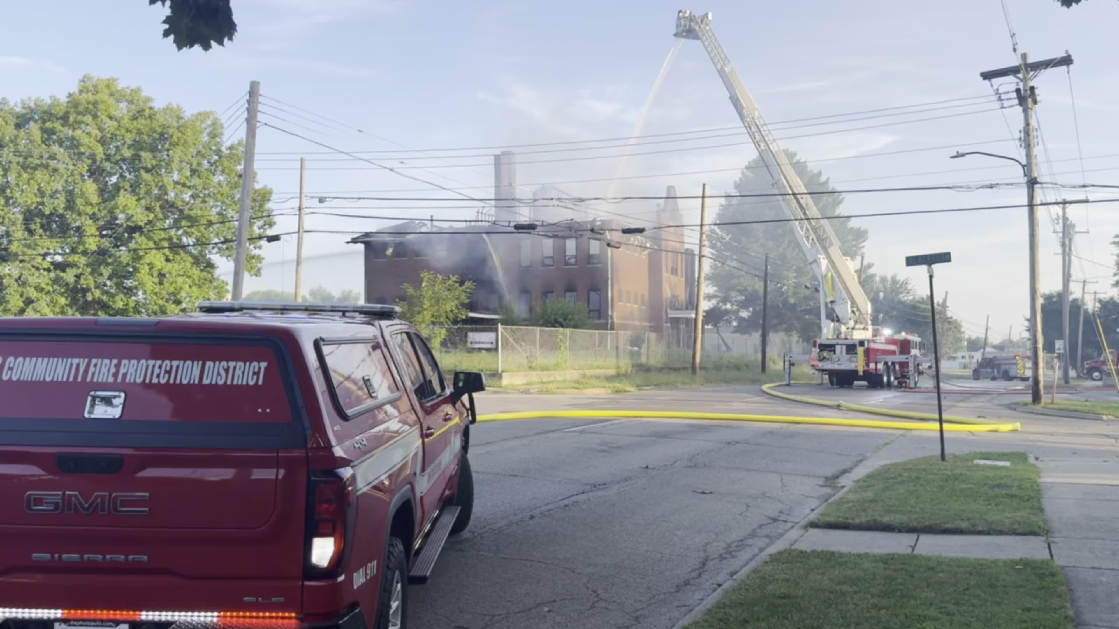 Firefighters battle blaze at former Vance Elementary School in Paris