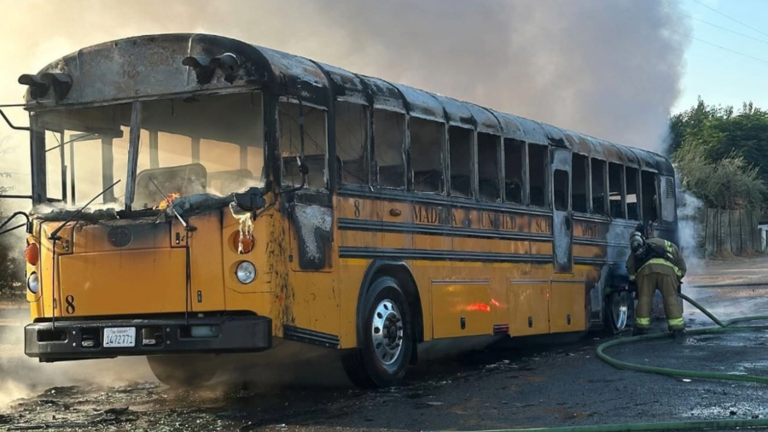 Students escape burning school bus in Madera County